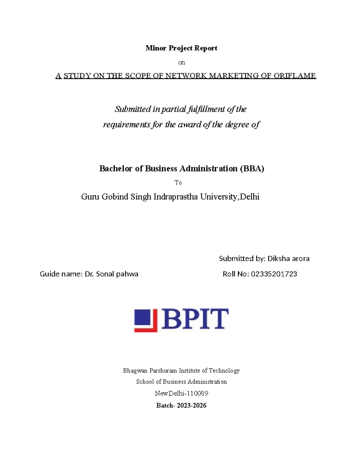 Final project NEW Update Project (1) (1) - Minor Project Report on A ...