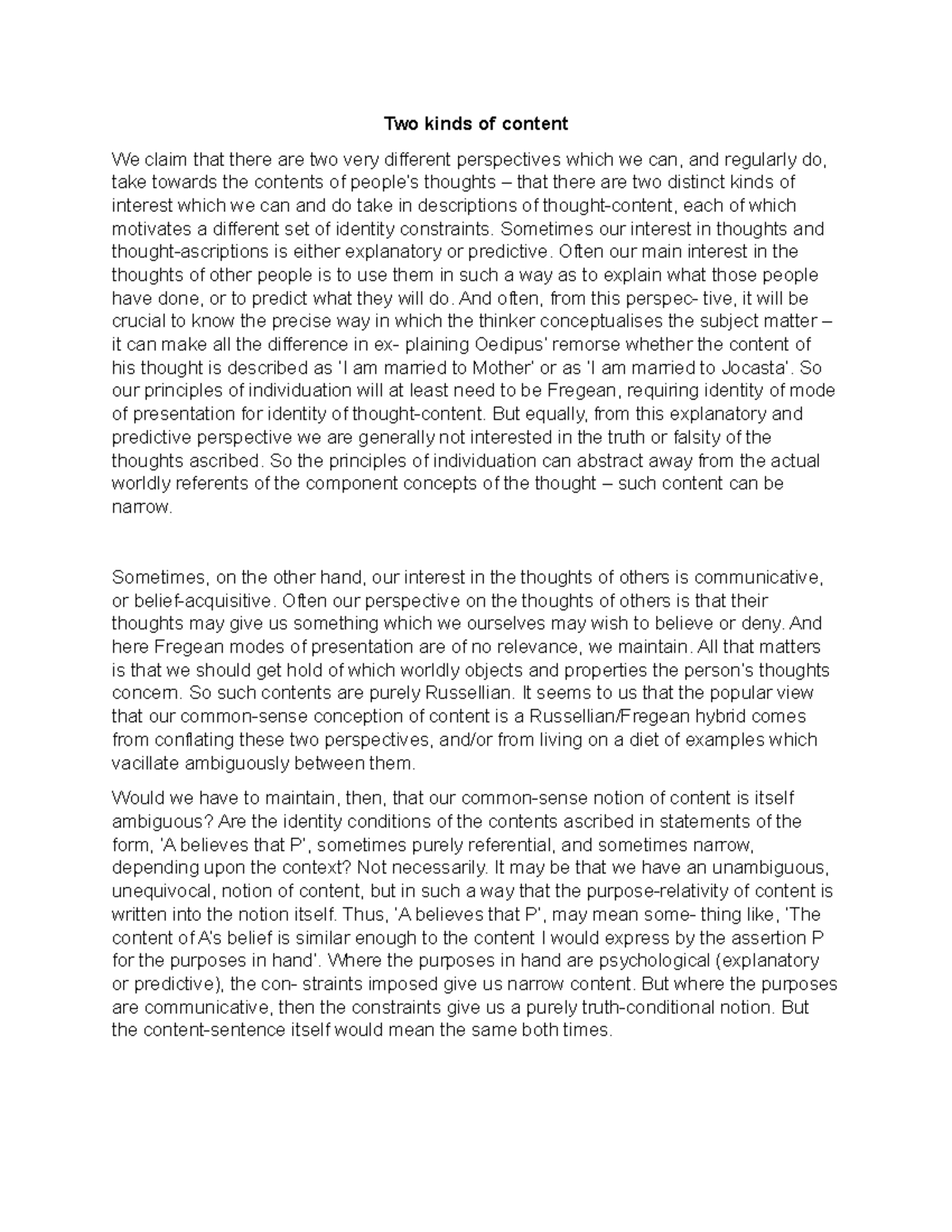 Two kinds of content - two very different perspectives which we can ...