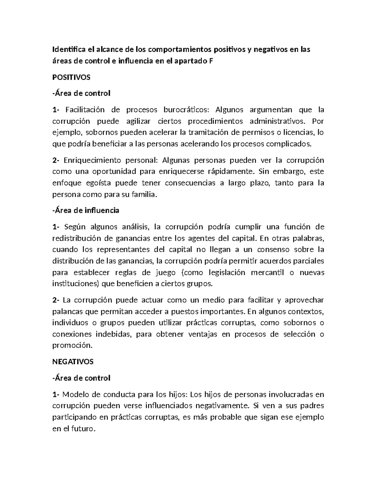 Identifica el alcance de los comportamientos positivos y negativos en ...