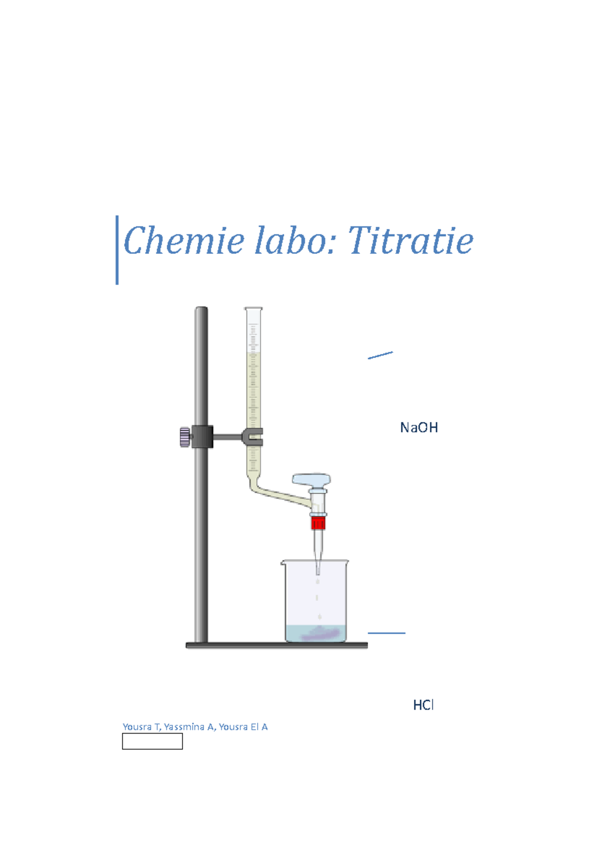 Chemie labo 2017 - Chemie labo: Titratie NaOH HCl Yousra T, Yassmina A ...