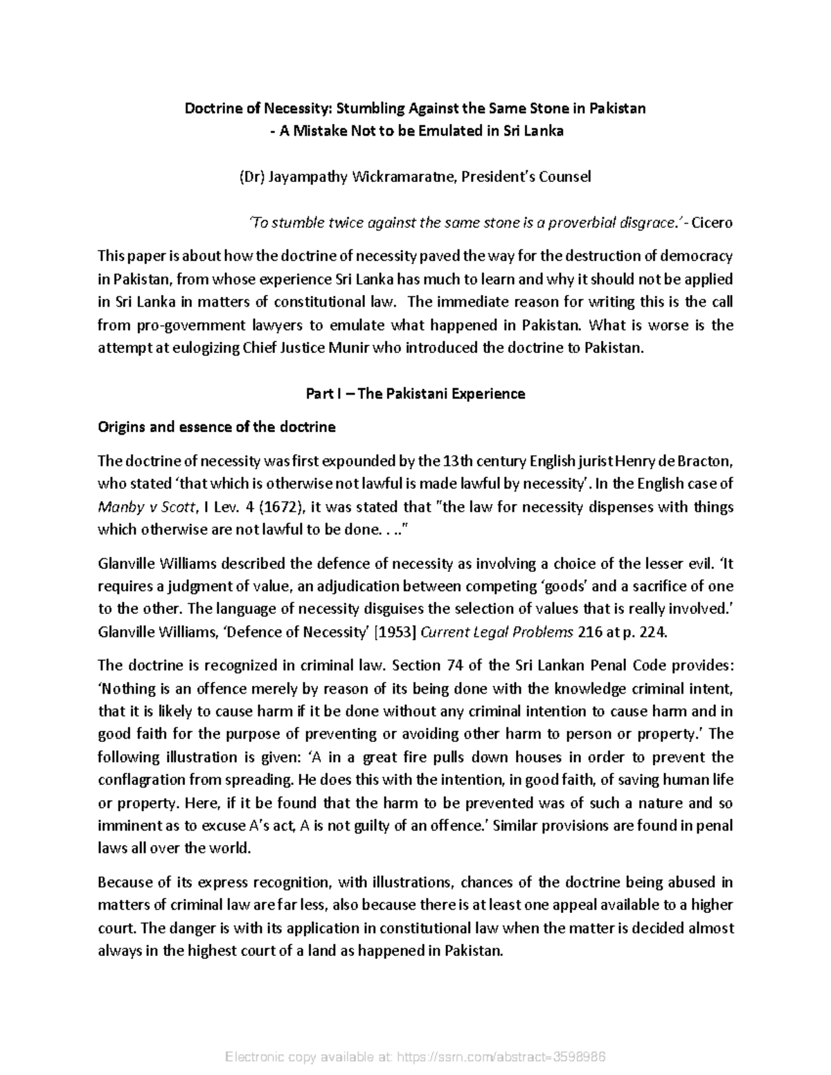 Wickramaratne-2020-SSRN Electronic Journal - Doctrine of Necessity ...