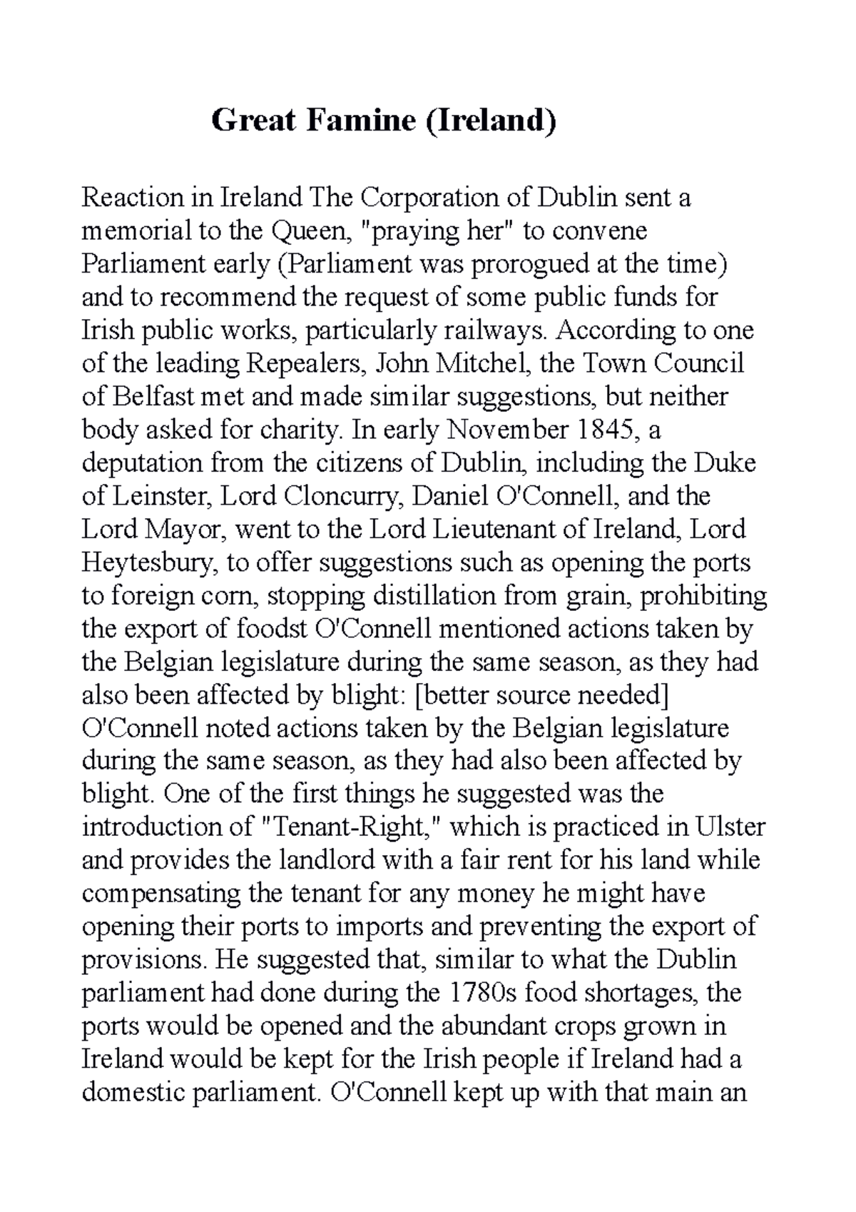 Great Famine (Ireland) 1 - Great Famine (Ireland) Reaction in Ireland ...