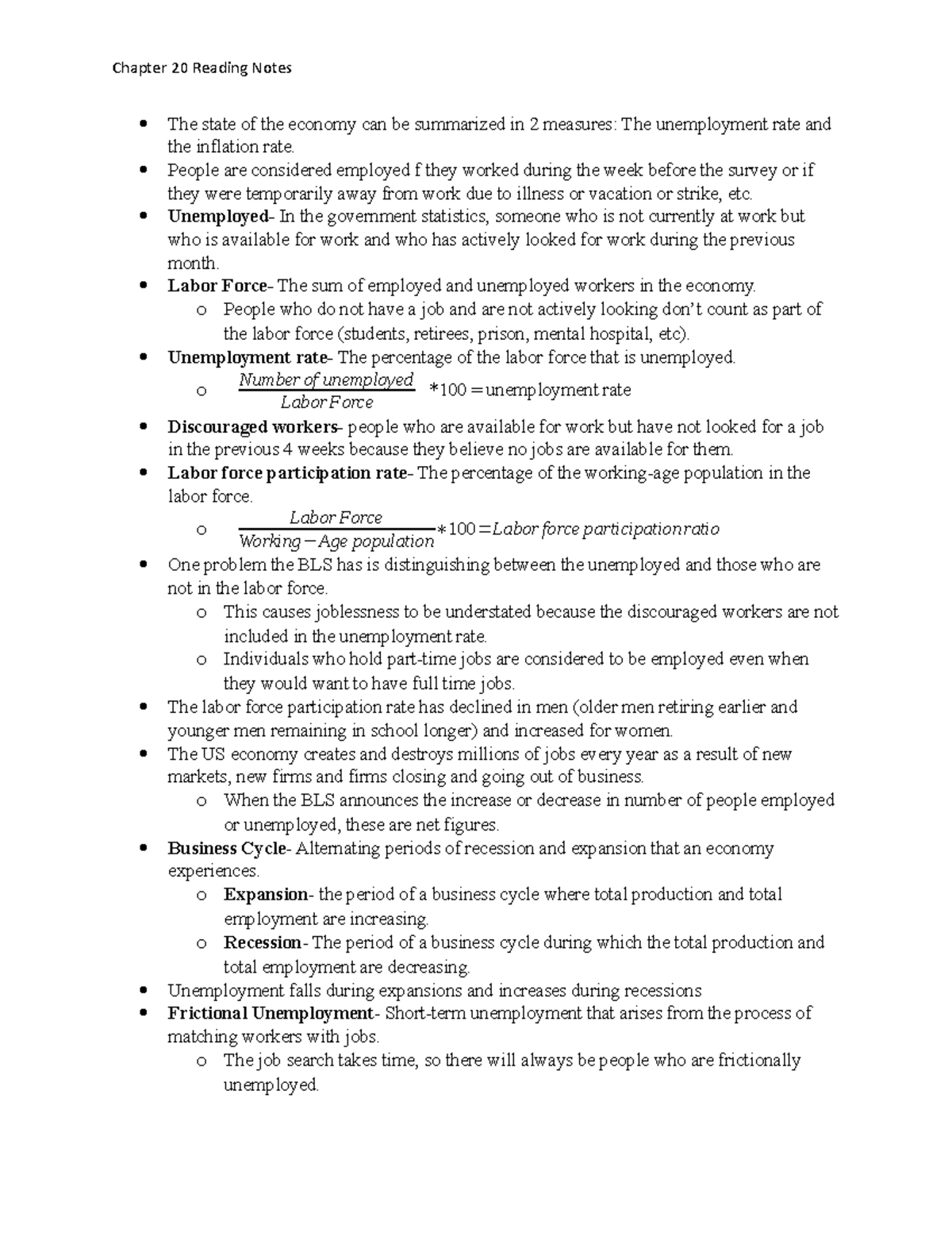 Chapter 20 Reading Notes - ECO 001 - Studocu