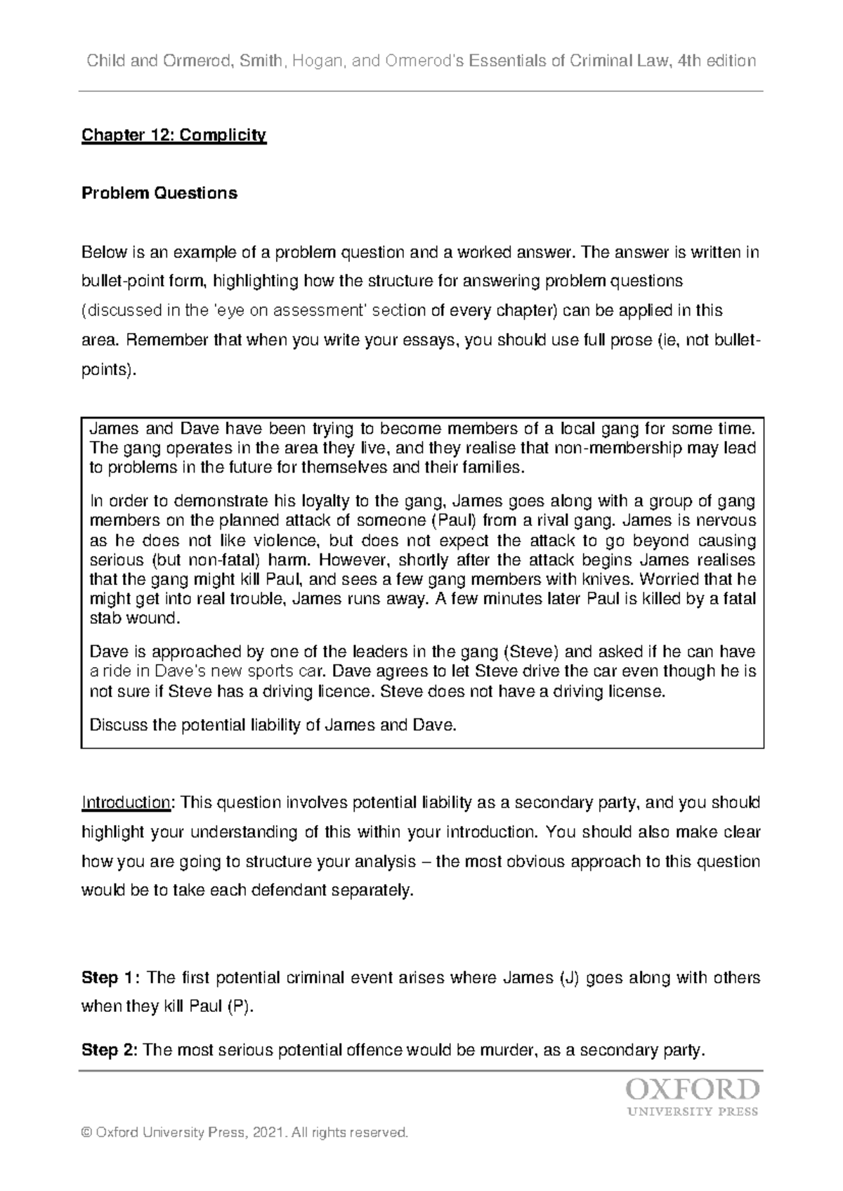 Complicity Assistance - Chapter 12 : Complicity Problem Questions Below ...