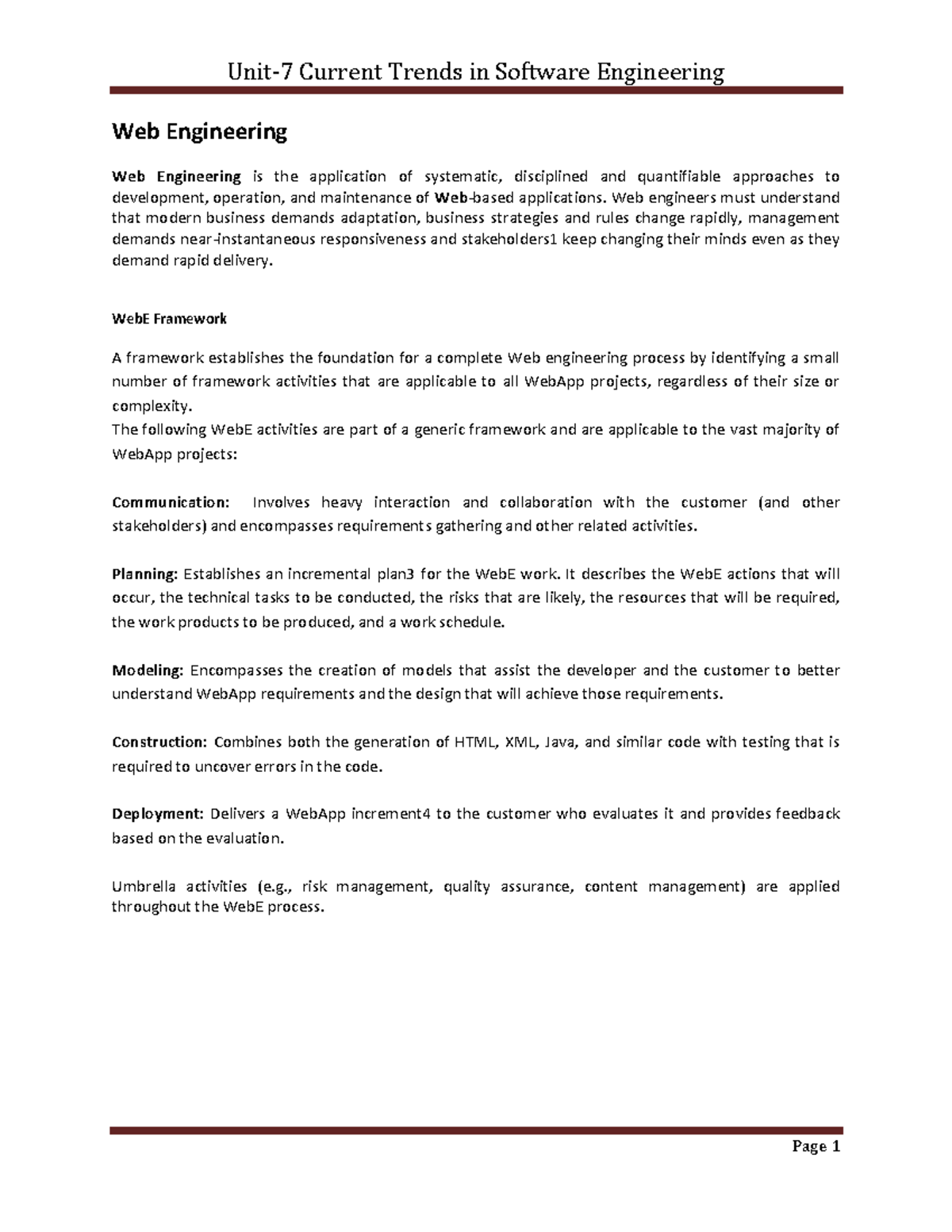 Web Engineering - OOSE - Unit-7 Current Trends in Software Engineering ...