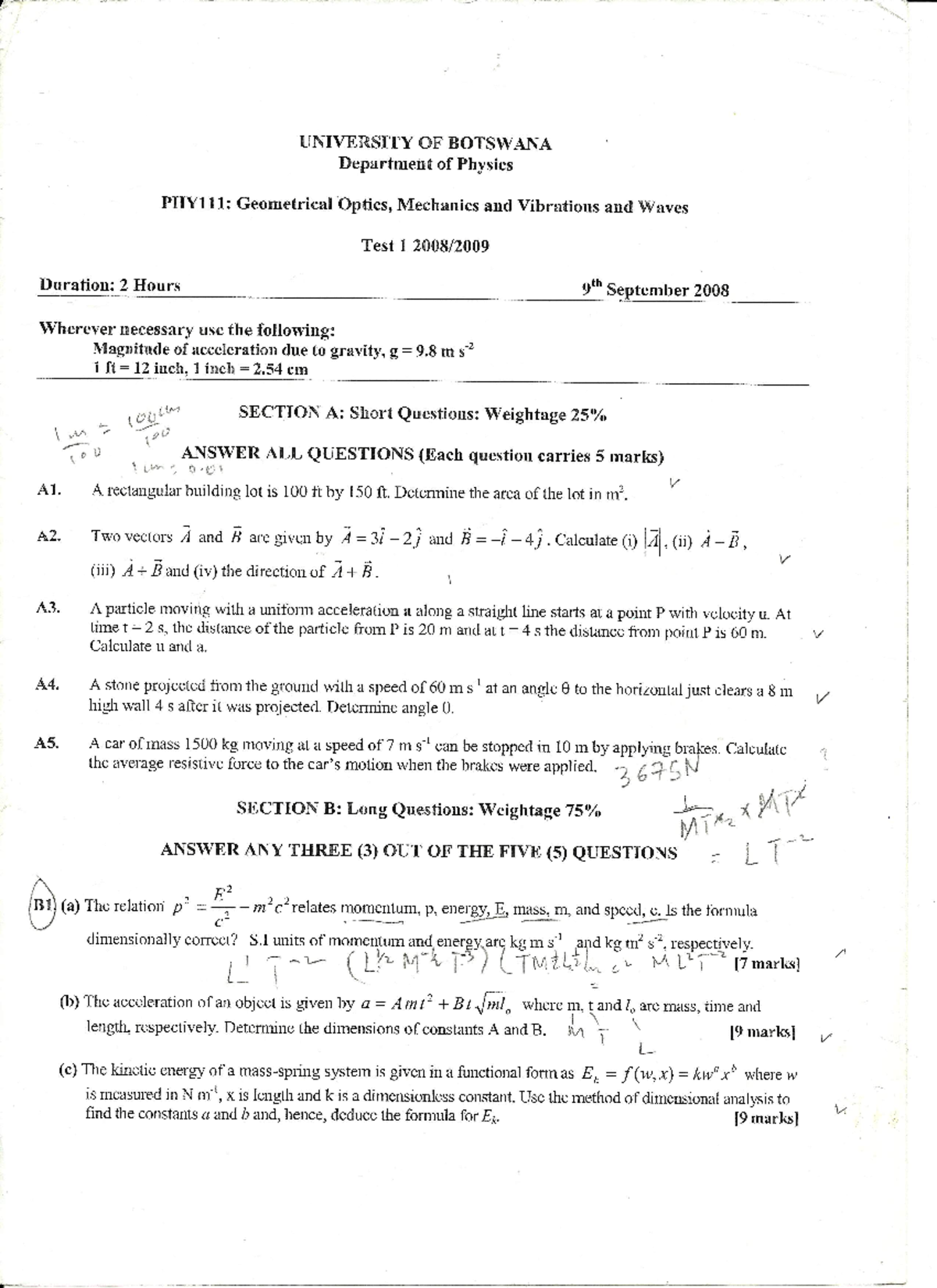 2008 TEST 1 question - practice materials - Geometrical Optics and ...