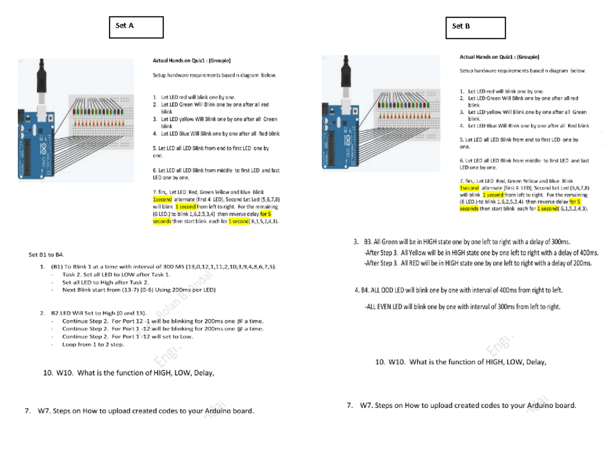 Actual Pre-Test HCI 1 Set A and Set B - Set A Set B Actual Hands on ...