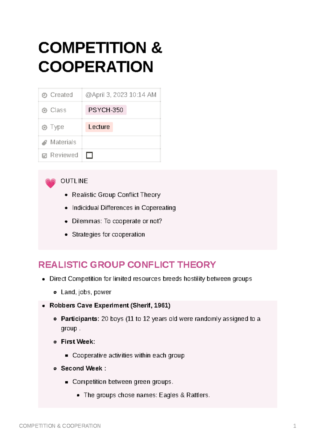 Social Psychology- Competition Cooperation - COMPETITION & COOPERATION ...