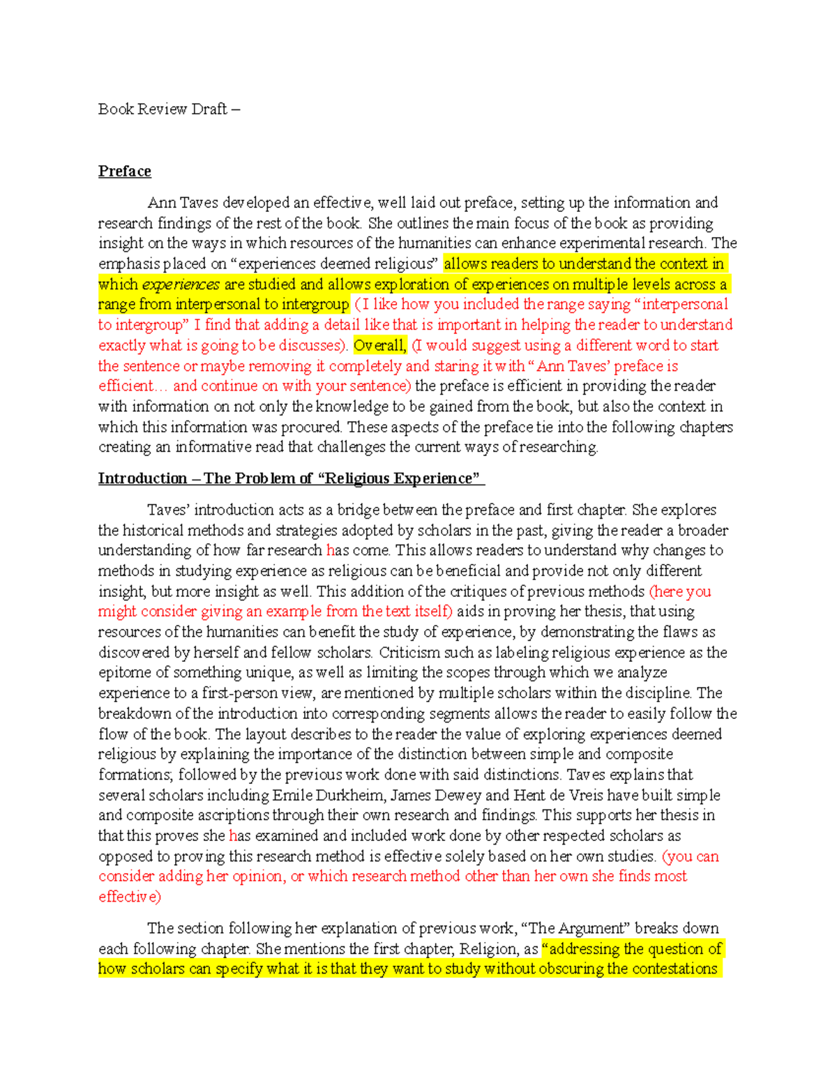 Anonymous Feedback - midterm notes - Book Review Draft – Preface Ann ...