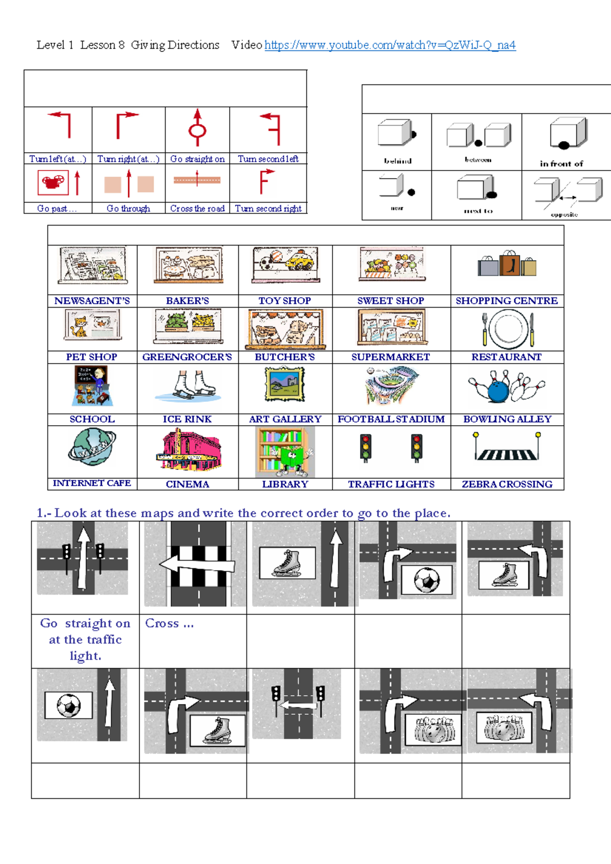 Directon s for english 2 - Level 1 Lesson 8 Giving Directions Video ...