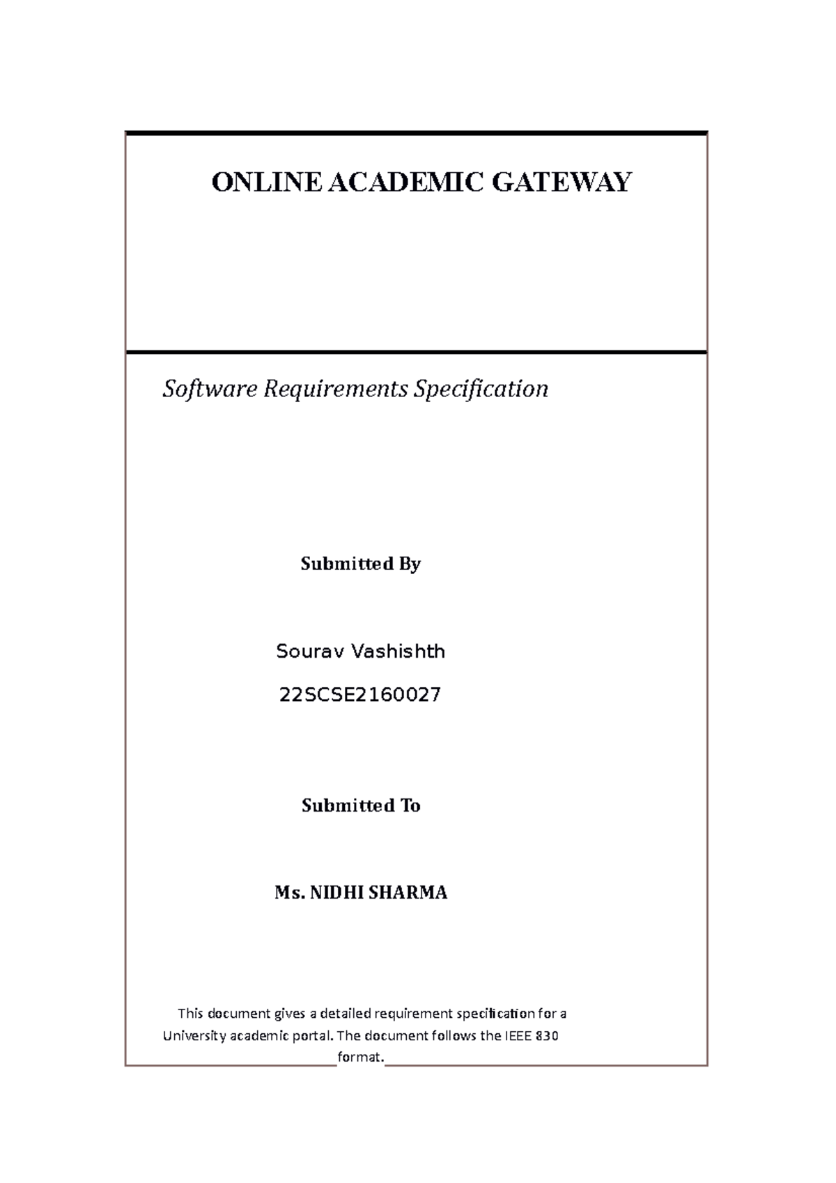 SRS - SRS for online academics gateway - ONLINE ACADEMIC GATEWAY ...