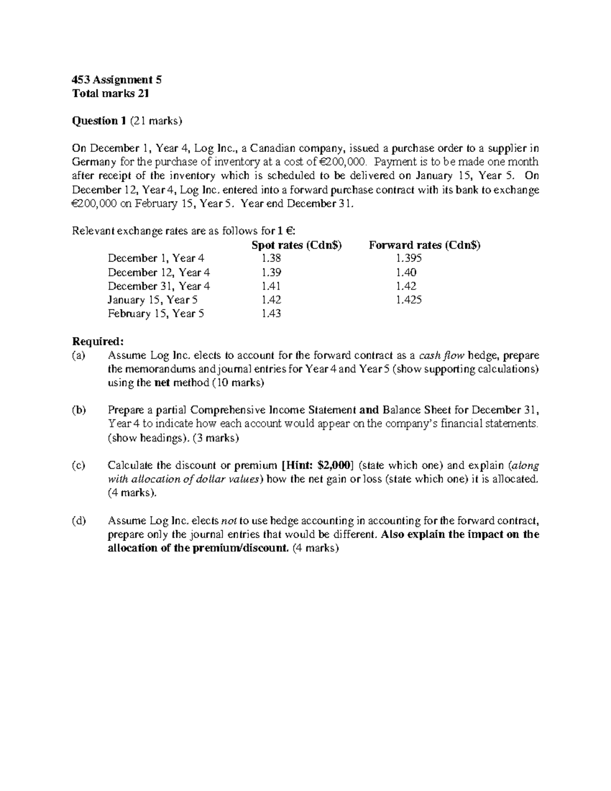 453 Assignment 5 2023W1 - 453 Assignment 5 Total marks 2 1 Question 1 ...