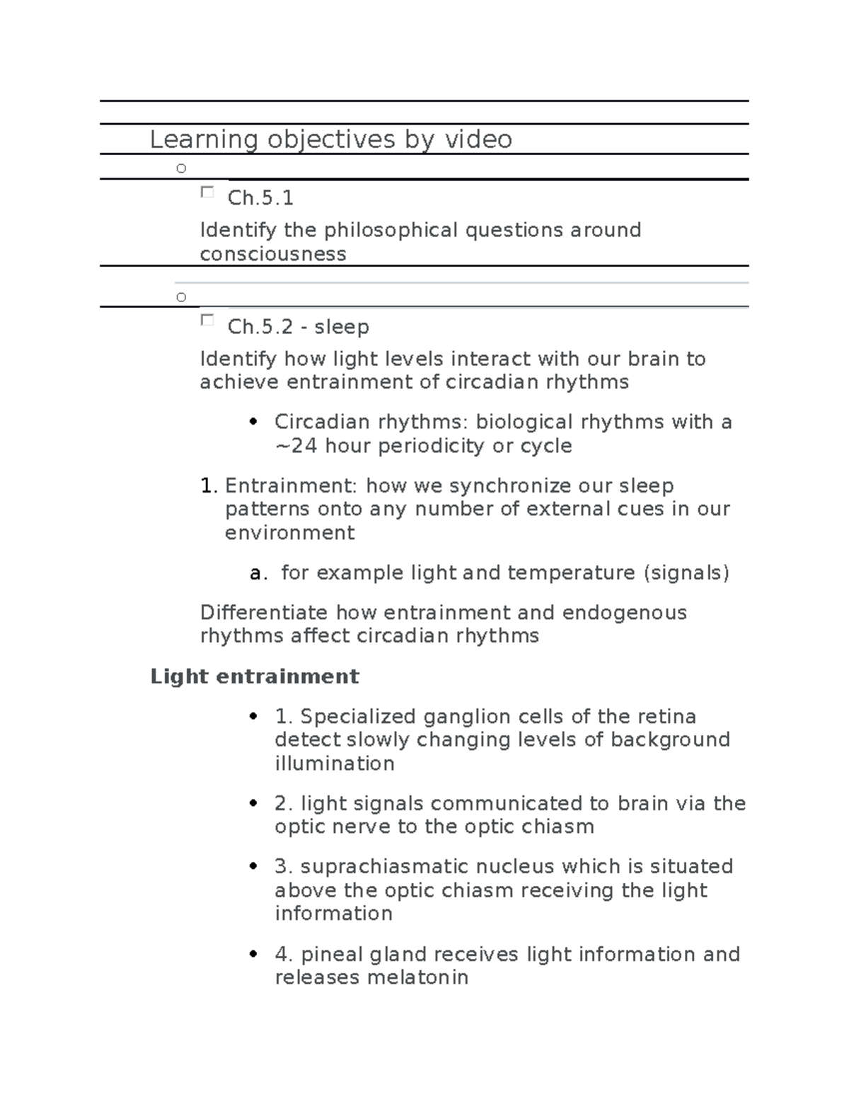 Ch 5 - Lecture notes 5 - Learning objectives by video o Ch. Identify ...