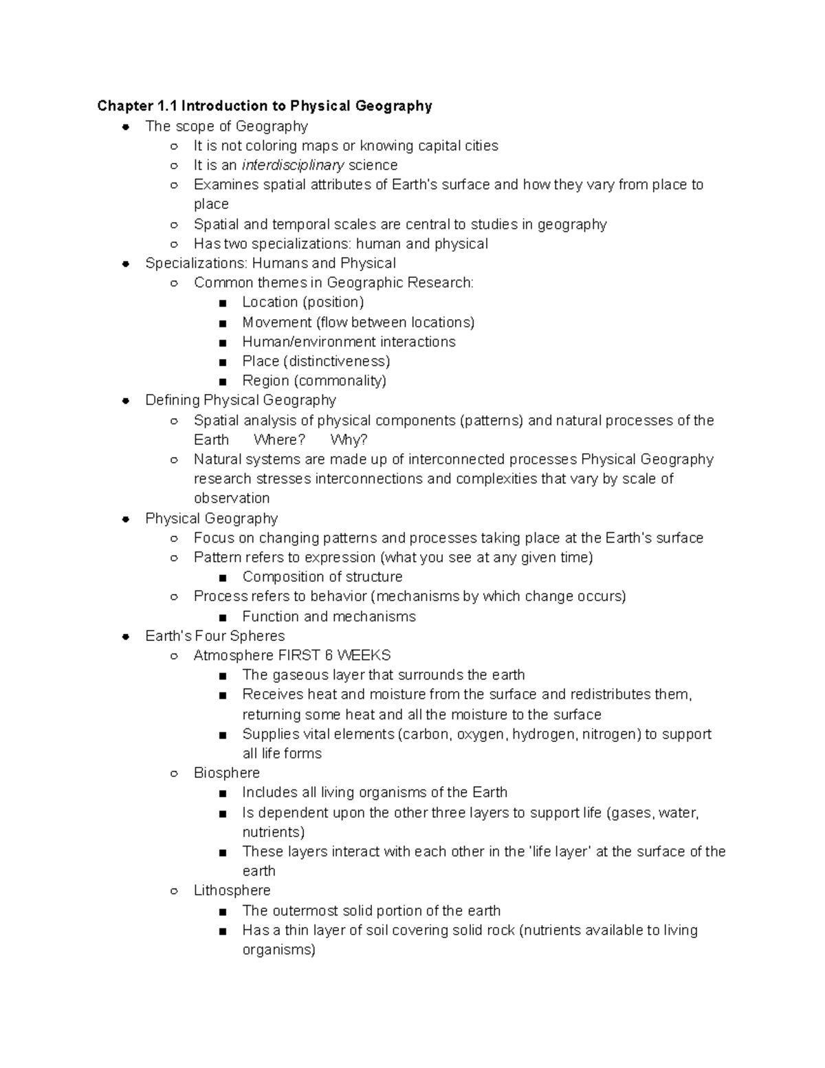 GPHY 102 Chapter 1 - Chapter 1 Introduction to Physical Geography The scope of Geography It is ...