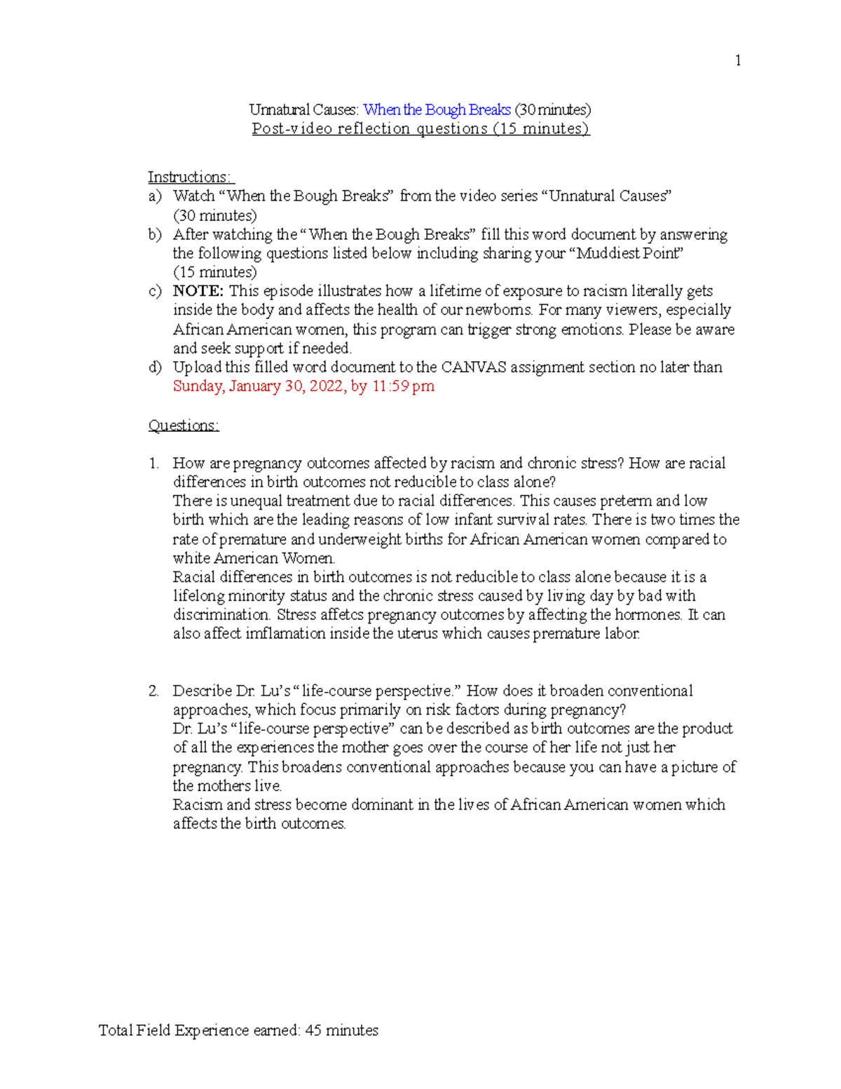 2. When the Bough Breaks Questions - 1 Unnatural Causes: When the Bough ...