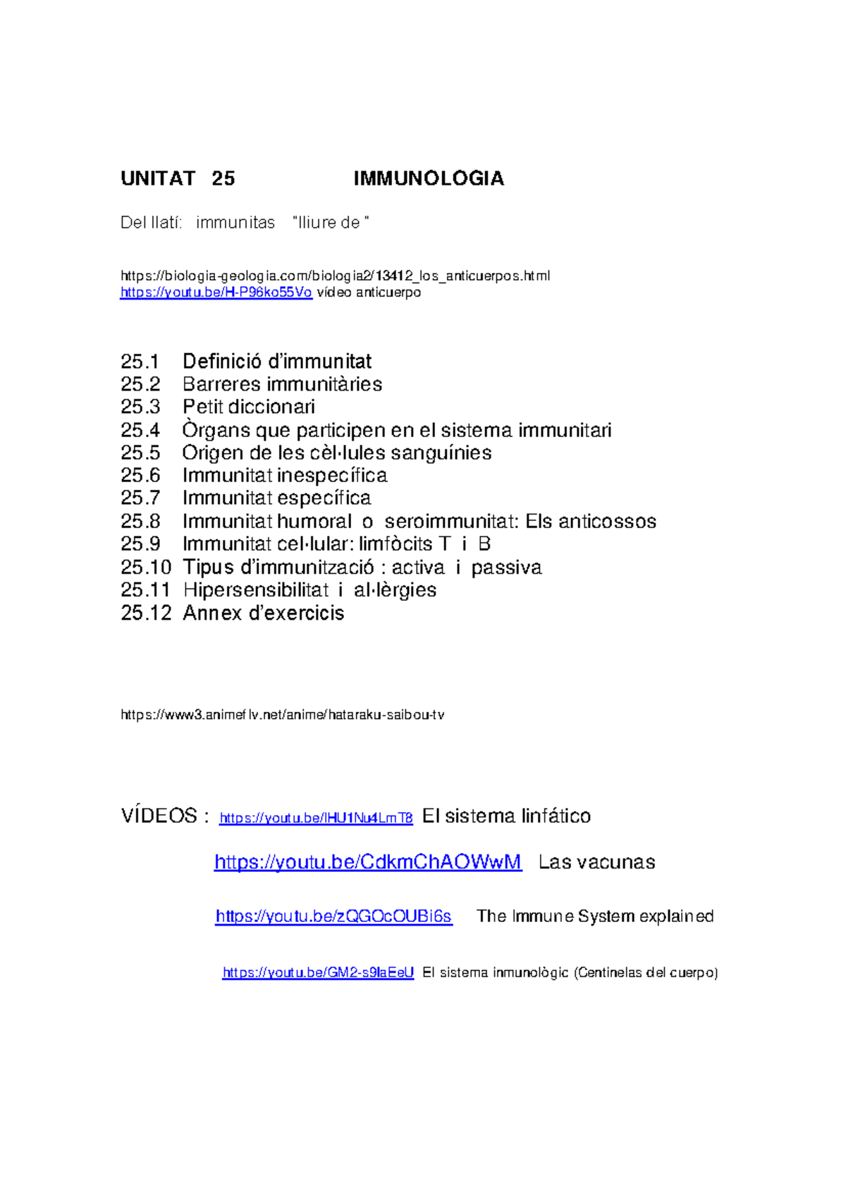 Unitat 25 Immunologia - Biología - UNITAT 25 IMMUNOLOGIA Del llatí ...