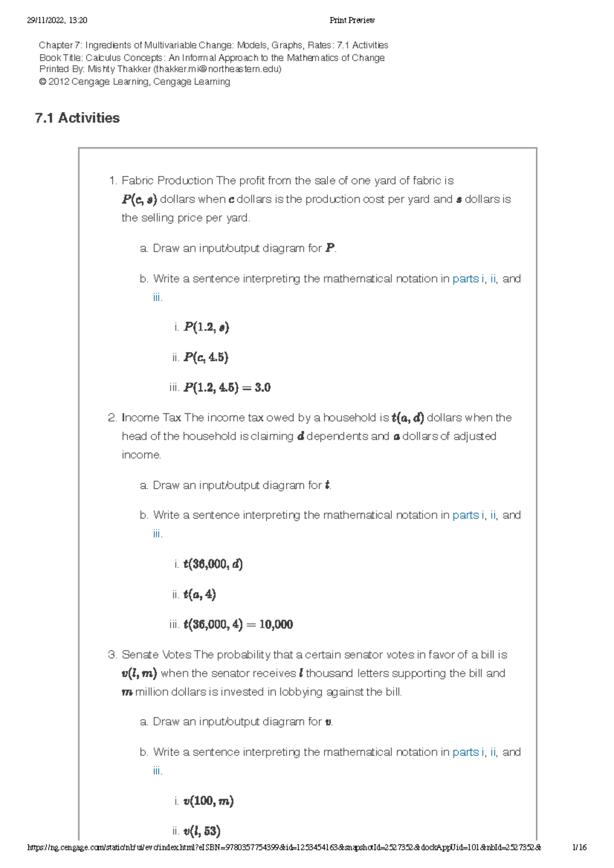 Ch7 - Multivariable Calculus - Chapter 7: Ingredients of Multivariable Change: Models, Graphs ...