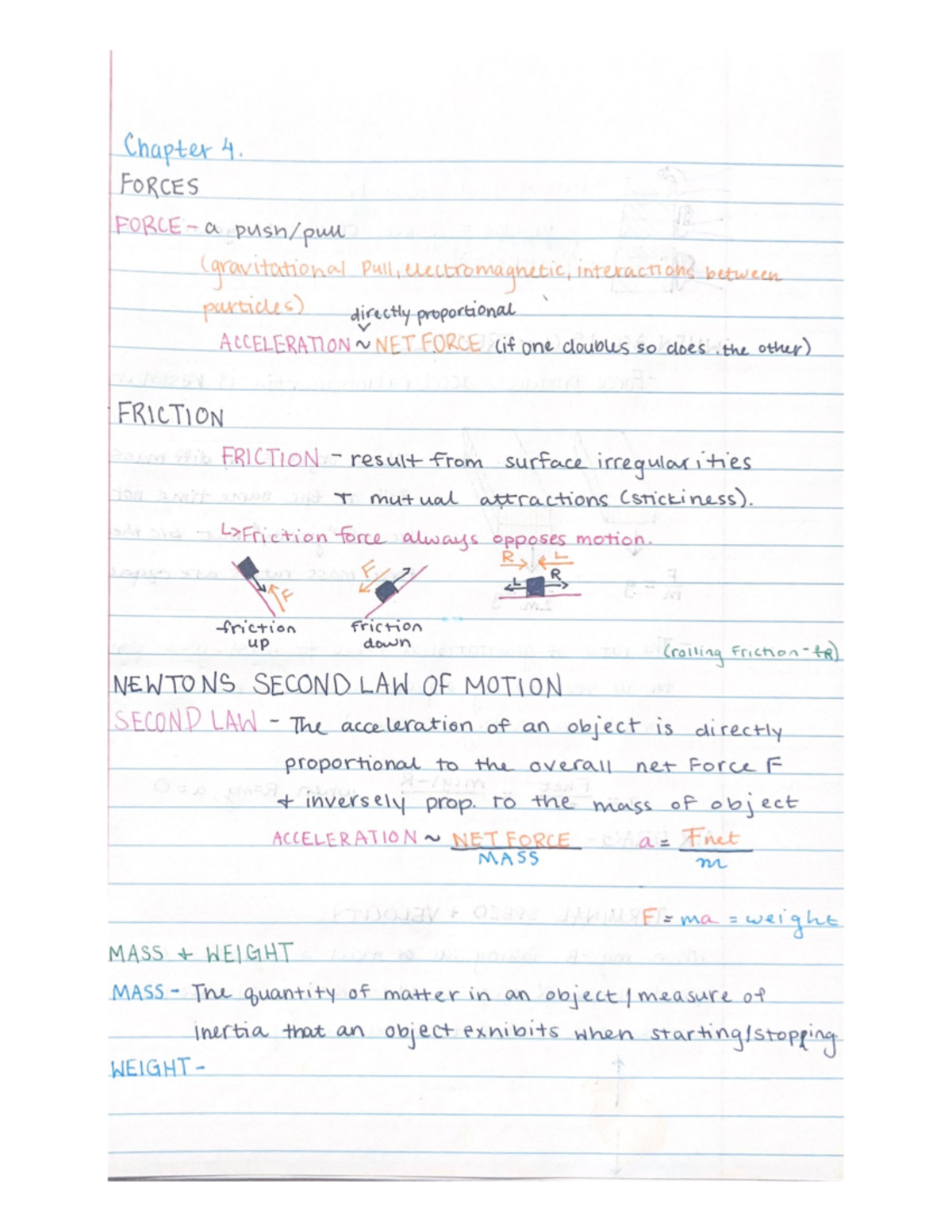 Chapter 4 textbook Notes - PHY 1025 - Studocu