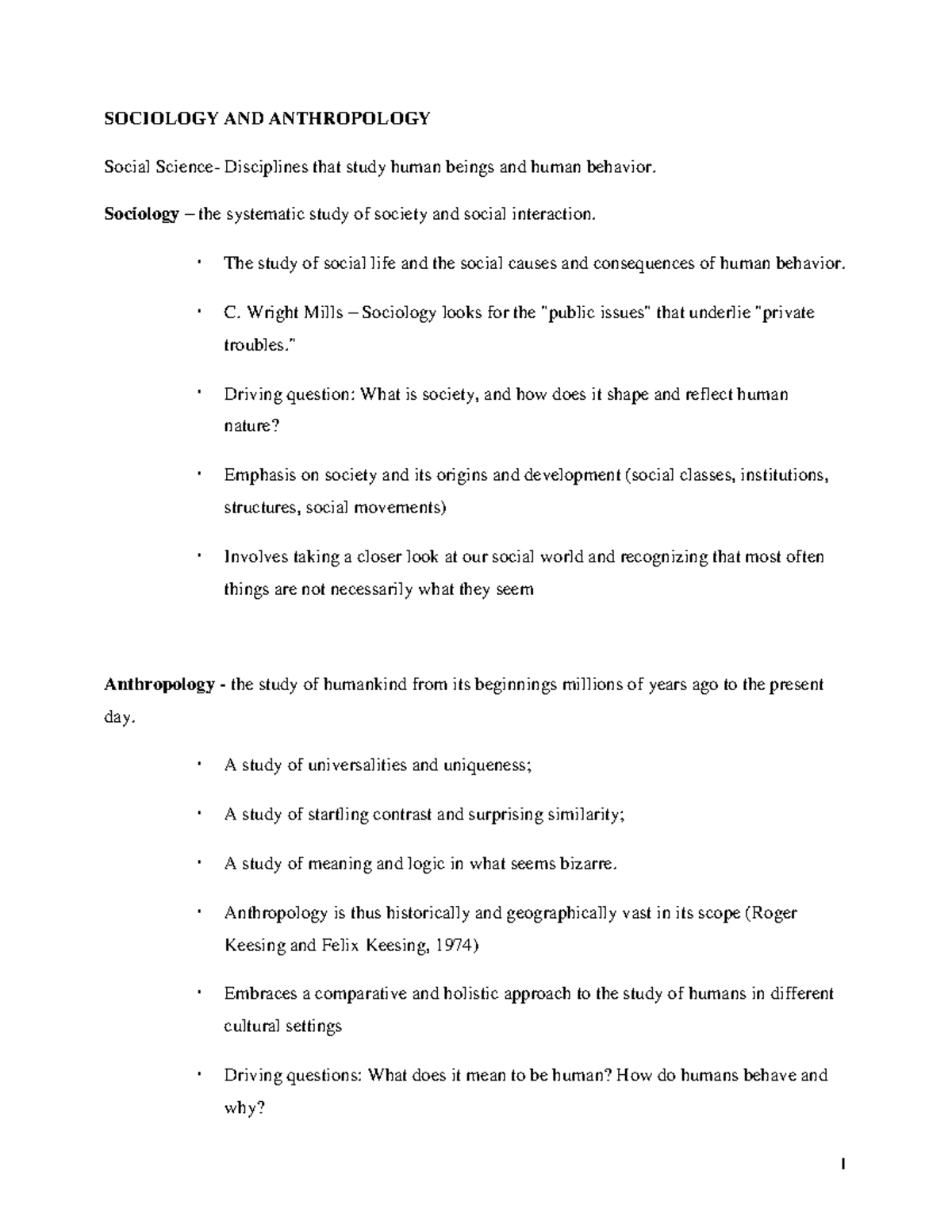 Sociology AND Anthropology - SOCIOLOGY AND ANTHROPOLOGY Social Science ...