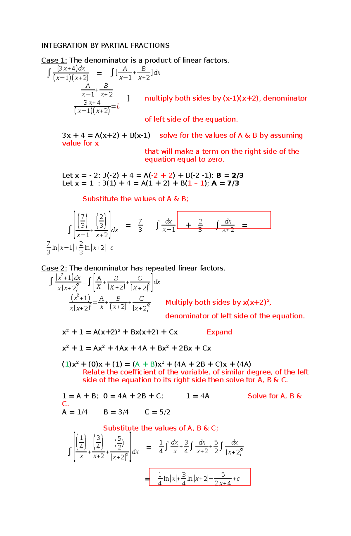 3 IC- Integration-BY- Partial- Fractions - INTEGRATION BY PARTIAL ...
