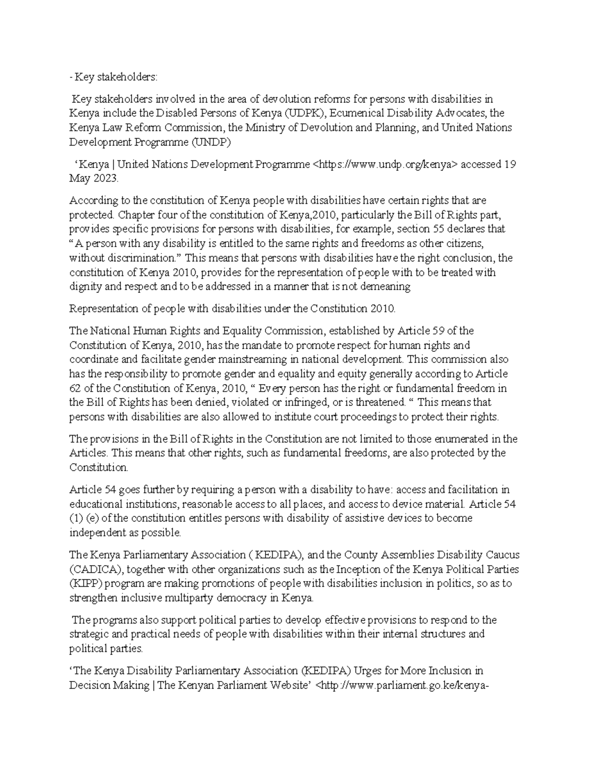 CON LAW . Elizabeth Apajok - Key stakeholders: Key stakeholders involved in the area of ...