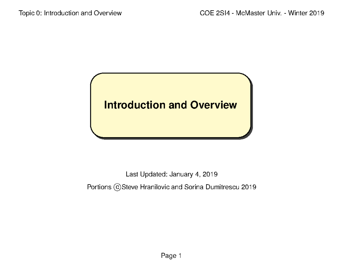 Topic 0 - Introduction - Introduction and Overview Last Updated ...