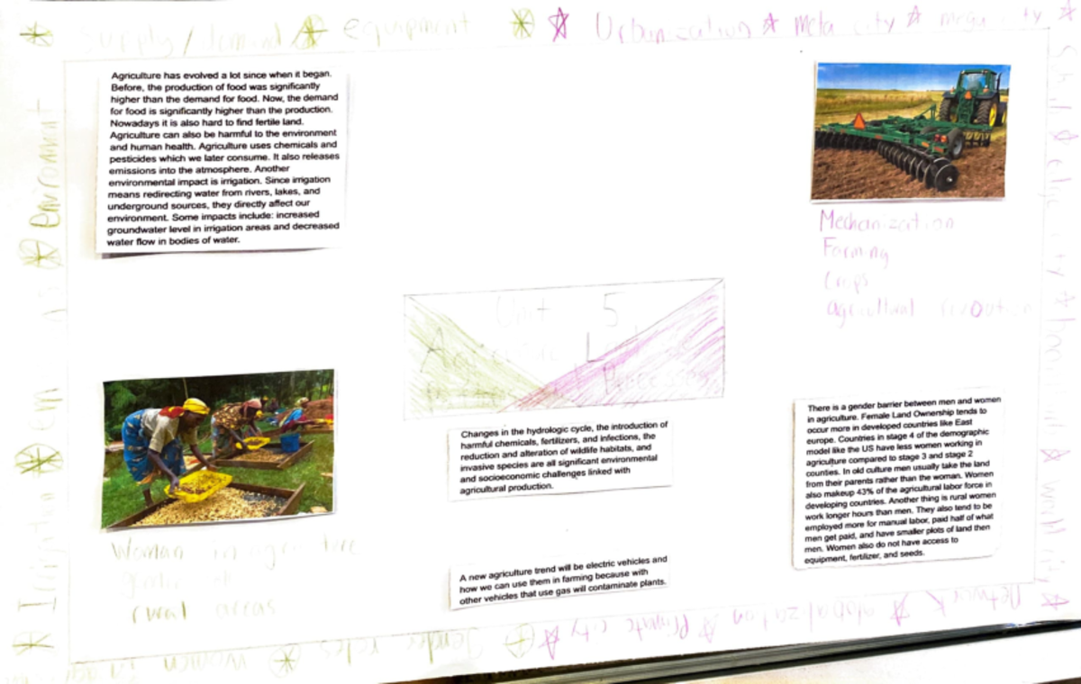Unit 5 one pager review 2021 for ms. gaoe - l - I I Agriculture has ...