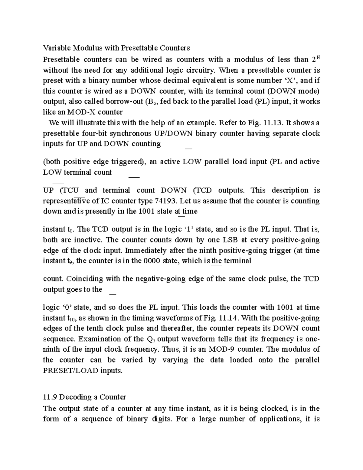 Variable Modulus With Presentable Counters Variable Modulus With