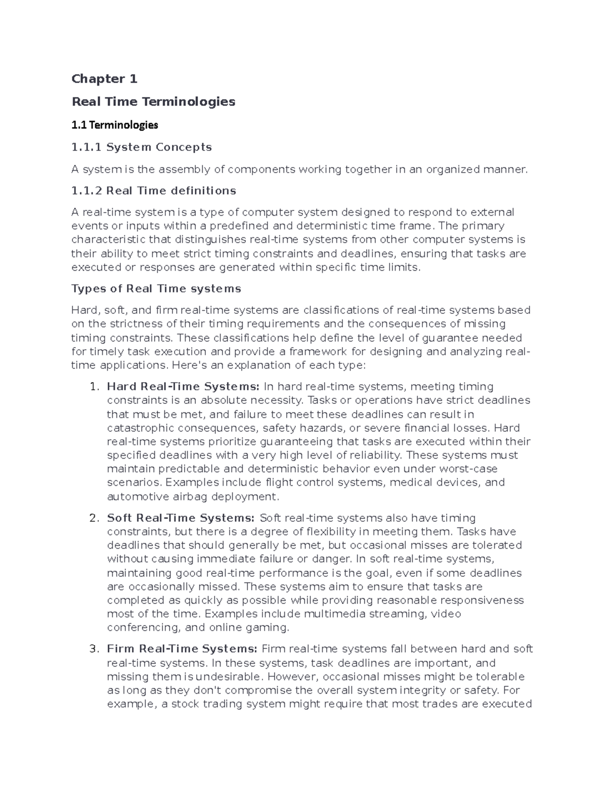 Real Time systems - Chapter 1 Real Time Terminologies 1 Terminologies 1 ...