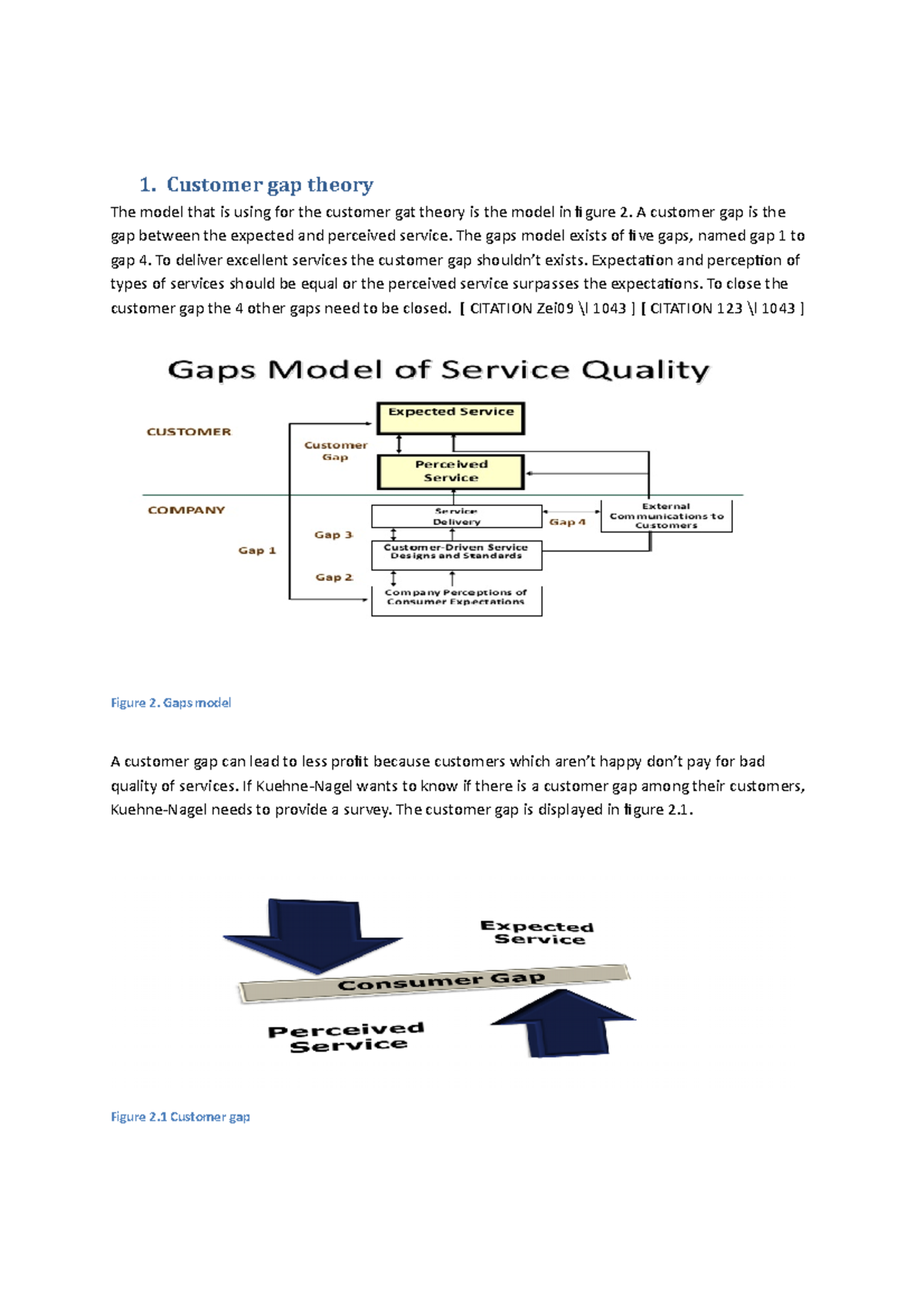 Customer Gap Theory - 1. Customer gap theory The model that is using ...