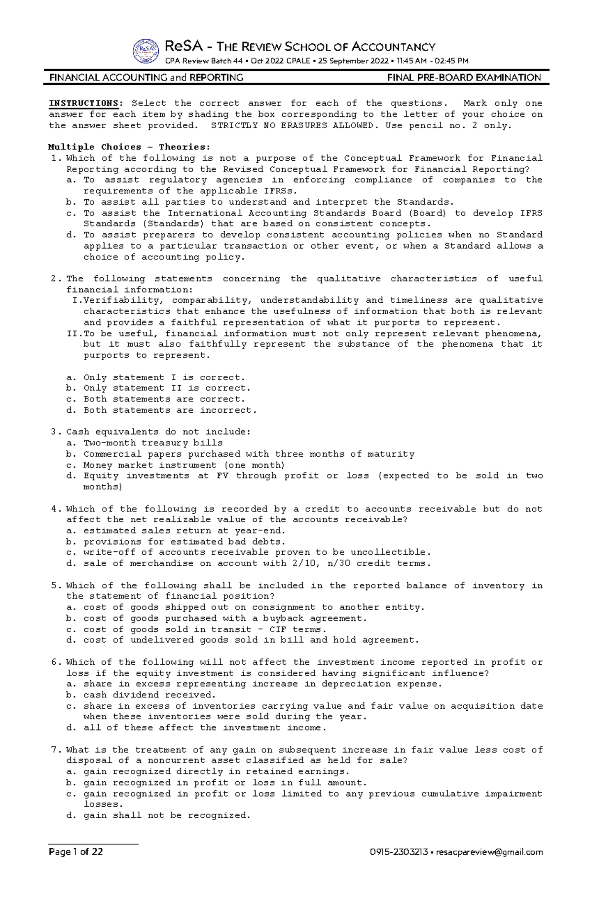 626258405 Re SA B44 FAR Final PB Exam Questions Answers and Solutions ...