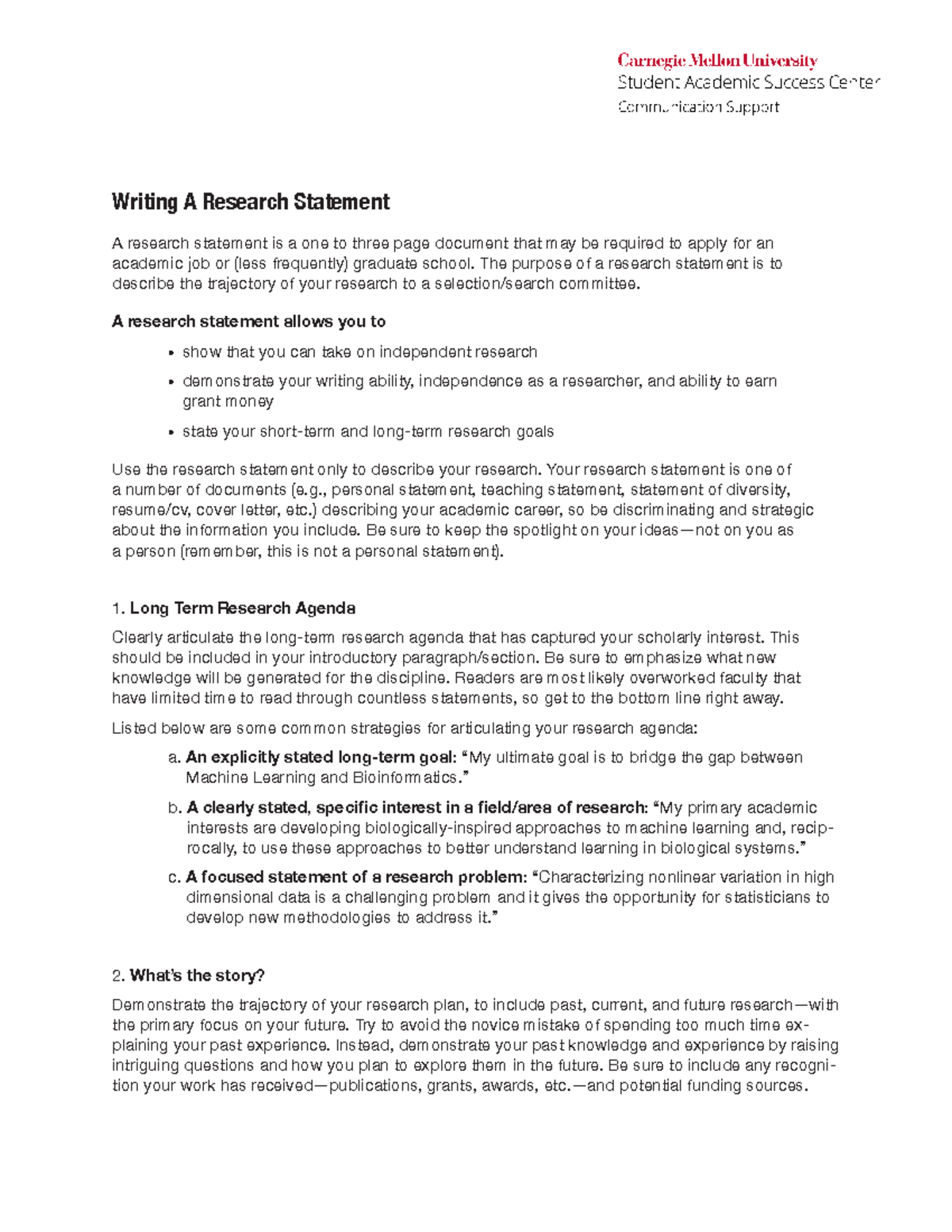 Writing-research-statement - A research statement is a one to three ...