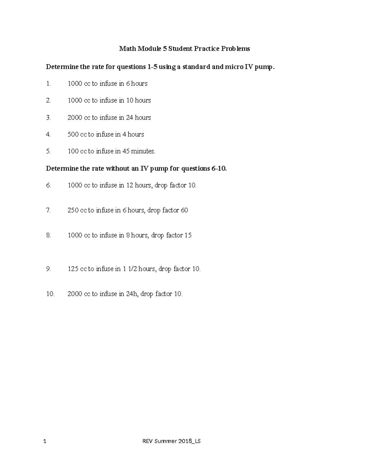 Math Module 5 Student Practice Problems - Math Module 5 Student ...