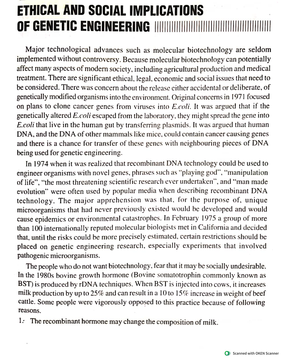 Ethical and social implications of genetic engineering - Bsc zoology ...