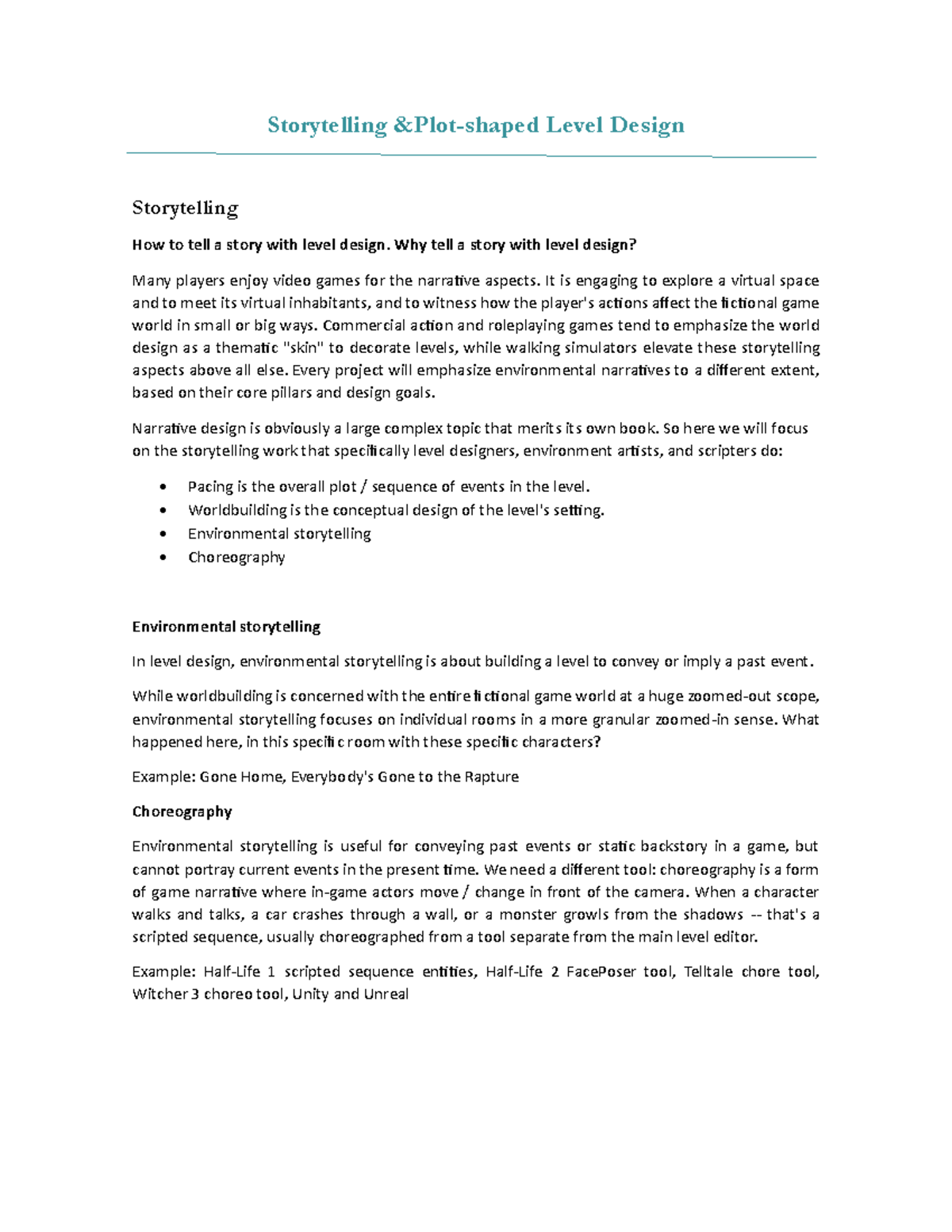 U4 Storytelling - Cine - Storytelling &Plot-shaped Level Design ...