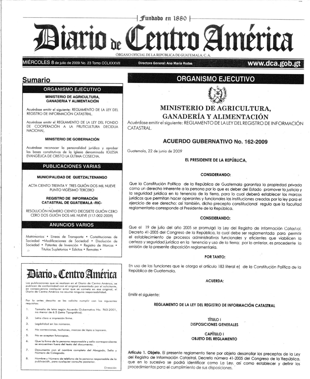 Reglamento RIC - Fundado en 1880 Diario Centro America ORGANO OFICIAL ...