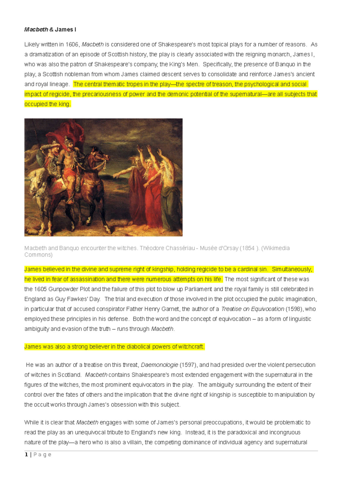 Macbeth and King James - Macbeth & James I Likely written in 1606 ...