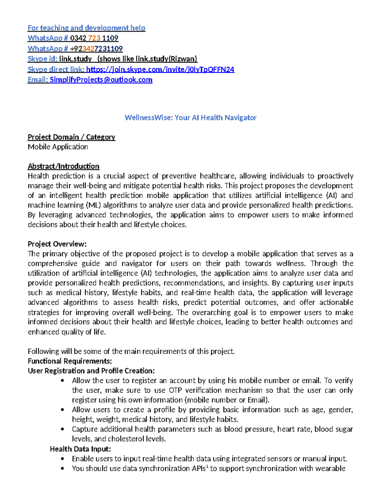 Wellness Wise Your AI Health Navigator - For teaching and development ...