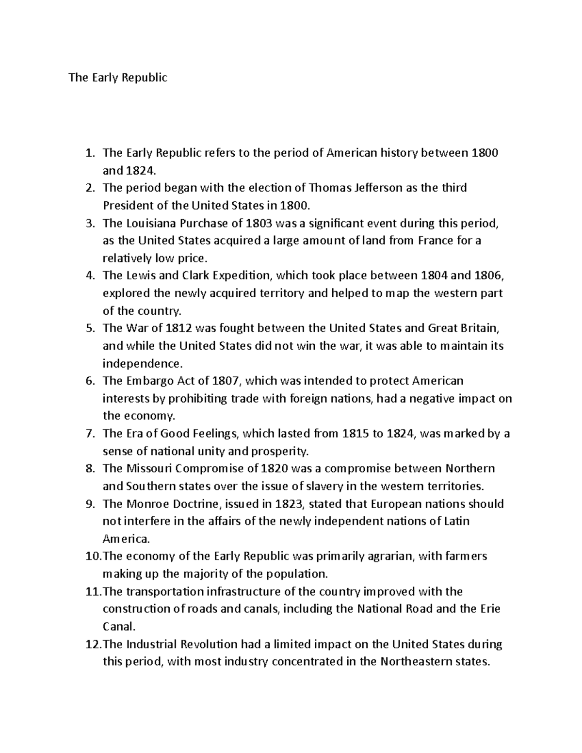 The Early Republic - The Early Republic The Early Republic refers to ...