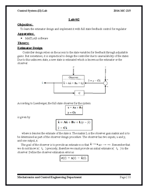 Experiment 6 introduction to pid - ELECTRICAL ENGINEERING DEPARTMENT Control Systems Lab Manual ...