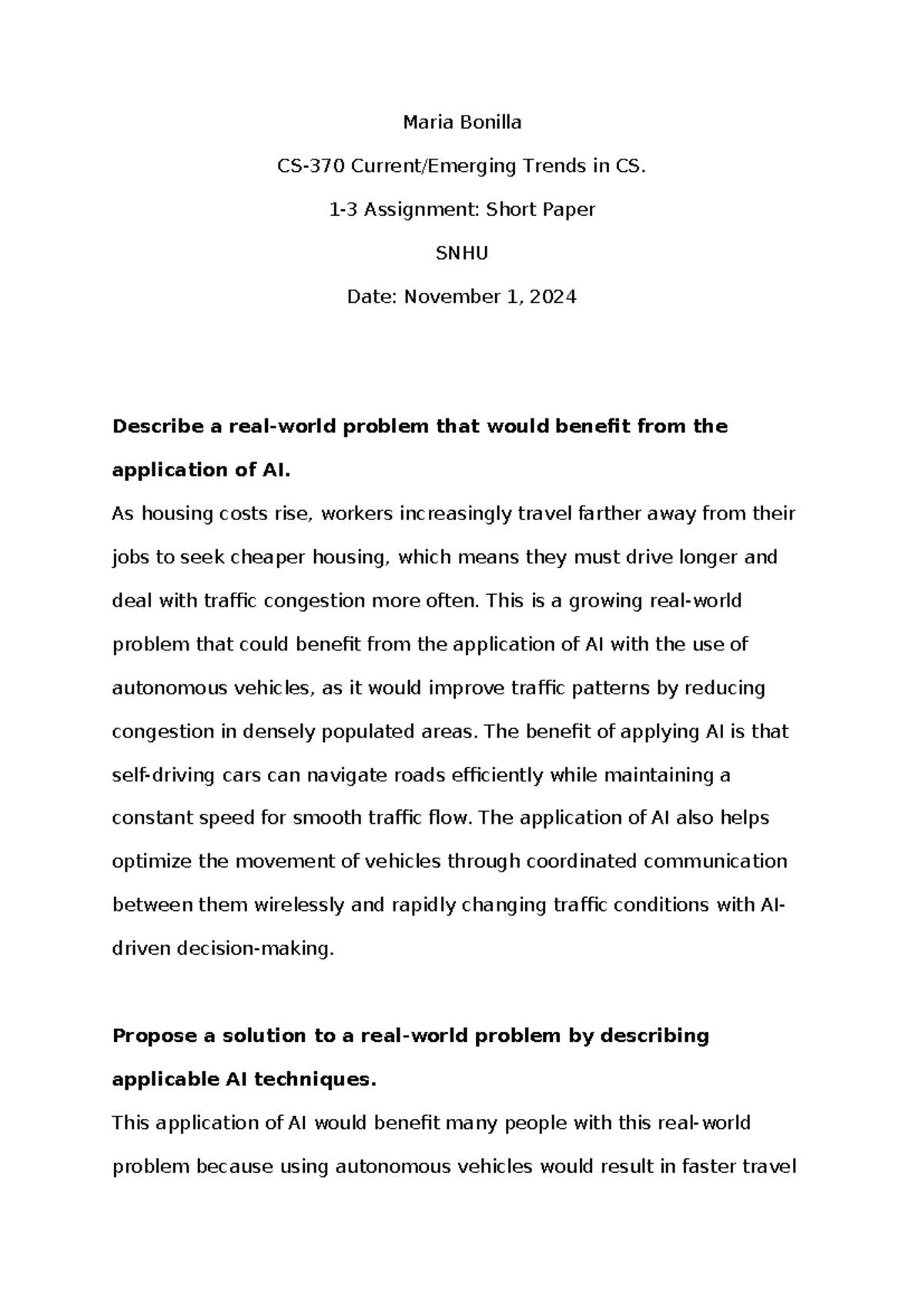 Maria Bonilla CS 370 1-3 Assignment Short Paper - Maria Bonilla CS-370 Current/Emerging Trends ...