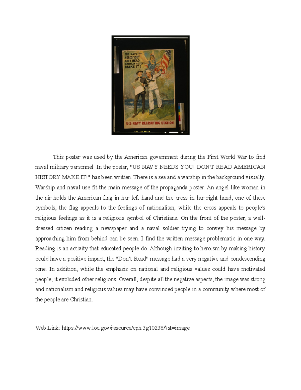 Propaganda poster response - This poster was used by the American ...