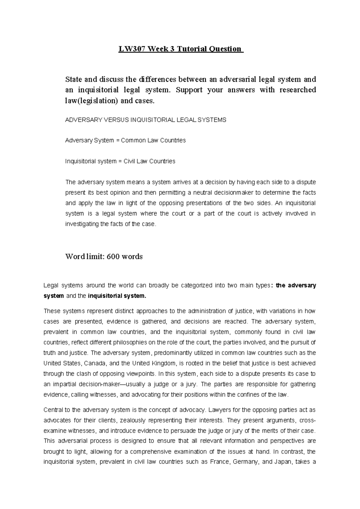 LW307 Week 3 Tutorial Question - LW307 Week 3 Tutorial Question State and discuss the ...