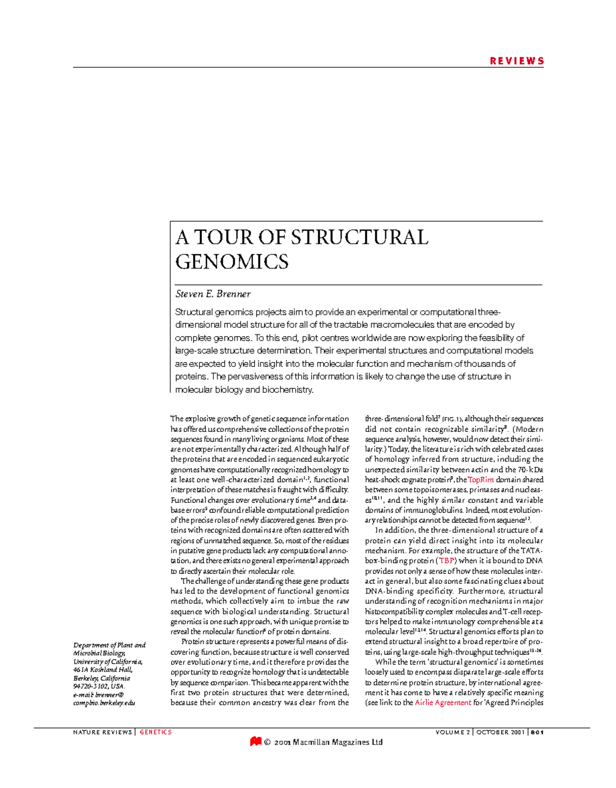 A Tour Of Structural Genomics The Explosive Growth Of Genetic
