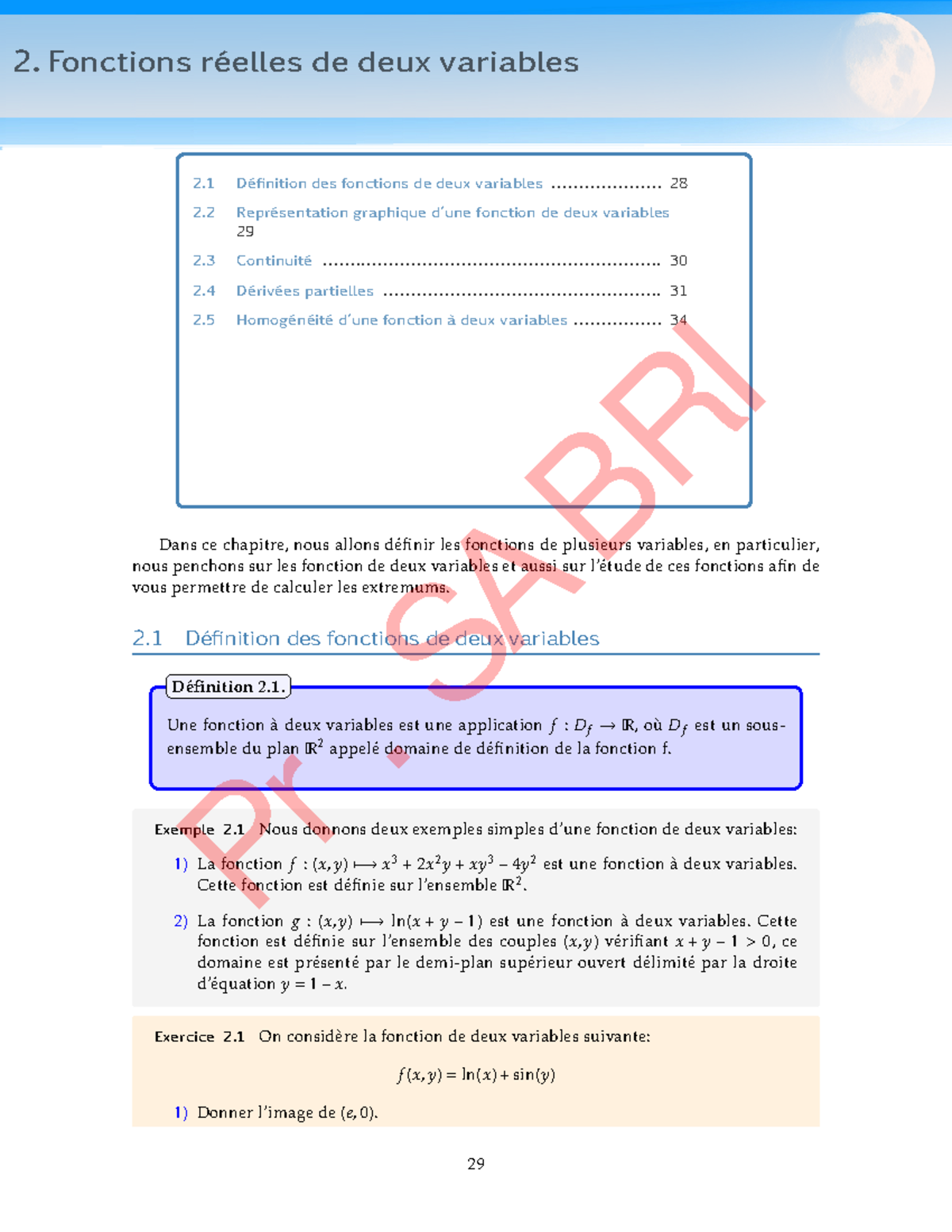 Maths chp2 - 2. Fonctions réelles de deux variables 2 Définition des fonctions de deux variables ...