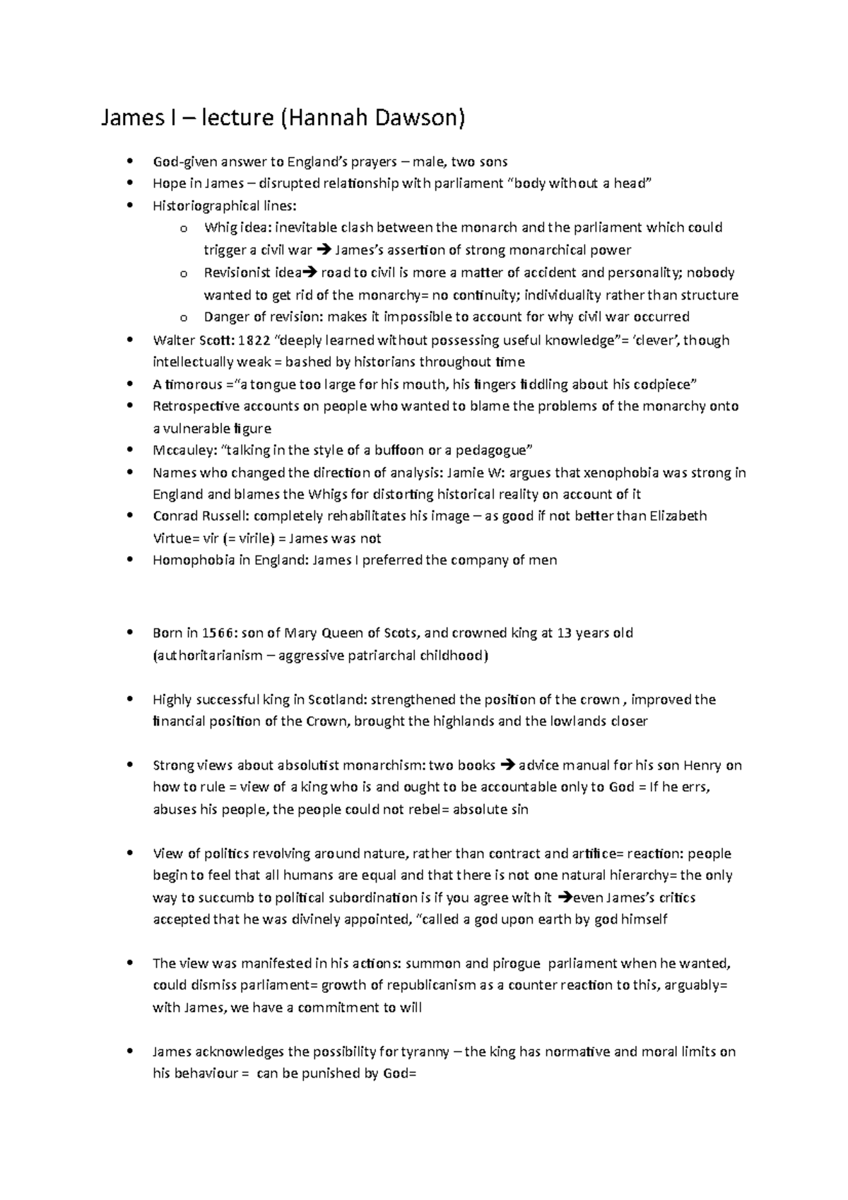 Lecture notes, lecture 1 - Lecture on the scottish king - James I ...
