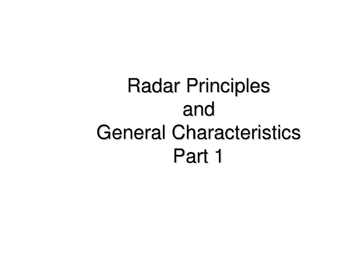 1 Radar Principles - Introduction to Navigational Aids - Radar ...