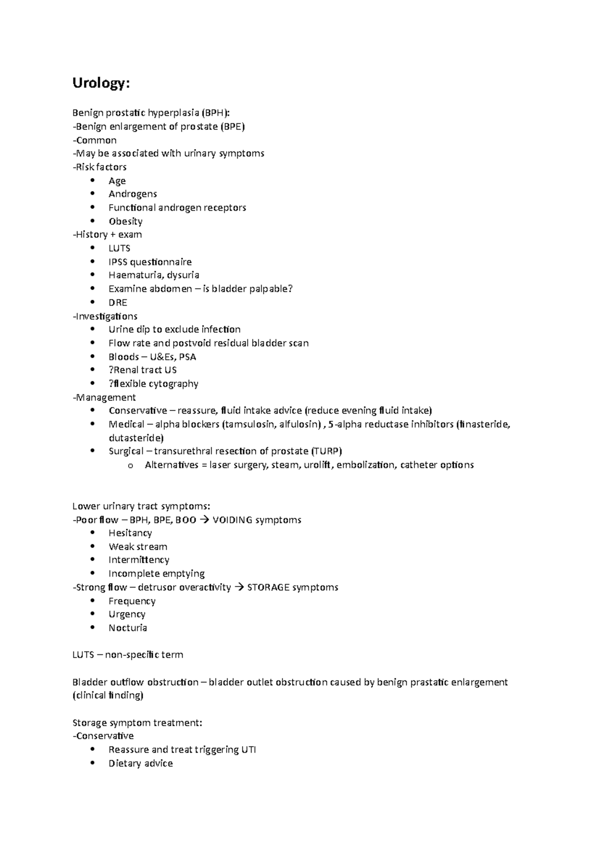 Urology - Urology: Benign prostatic hyperplasia (BPH): -Benign ...