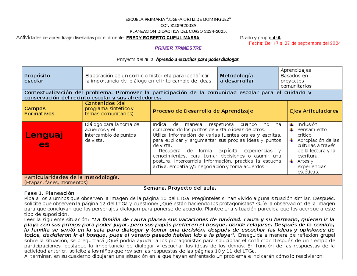 Plan 4to. A Proyecto 1 - TRABAJO PARA TRABAJAR CON ALUMNOS DE 4TO ...
