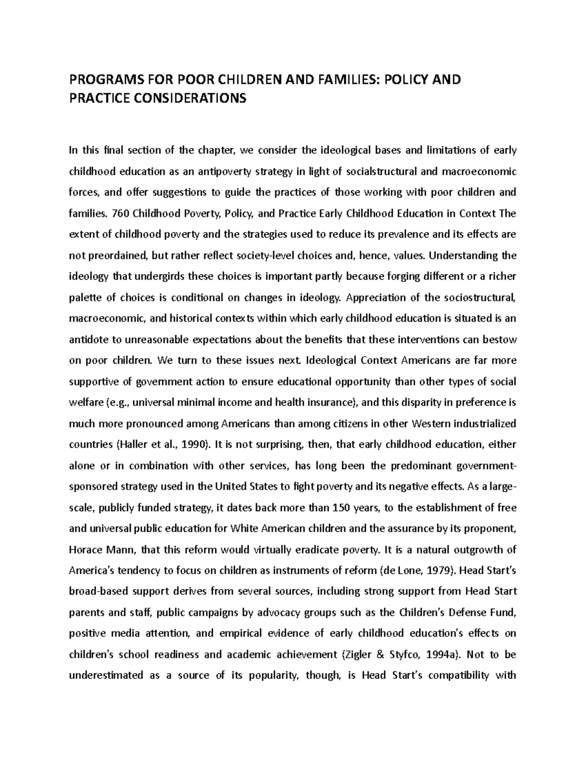 Programs FOR POOR Children AND Families - Policy AND Practice ...